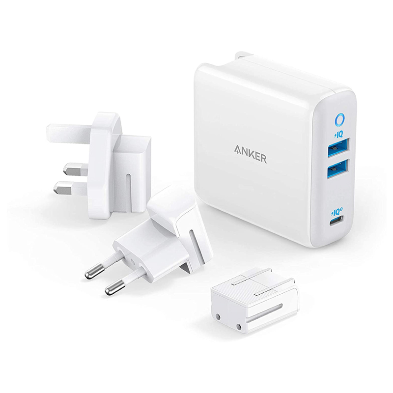 Anker PowerPort III 3-Port 65W Charger with US/UK/EU Plugs - Harbar